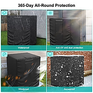 BROSYDA Central Large Air Conditioner Cover for Outside Units, Waterproof & Windproof Outdoor AC Units Cover Black (30"x30"x32" Inch)
