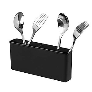 iPEGTOP Cutlery Utensil Silverware Drying Rack Basket Holder with Hooks - Flatware Storage Solution for Kitchen Dish Drainer Dish Drying Rack, Black