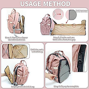 Uguisu Boys and Girls Diaper Backpack,Baby Nappy Bag Backpack,Baby Portable Folding Bed,Baby Large Capacity Multifunctional Diaper Backpack,Baby Gift - Pink