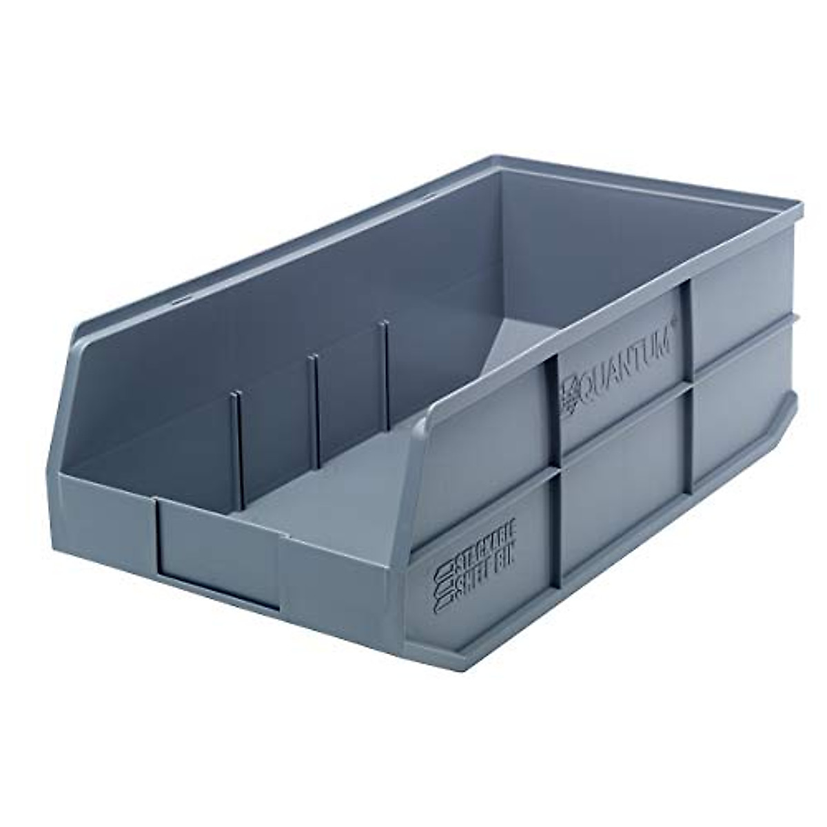 Quantum Storage K-SSB485GY-3 3-Pack Stackable Plastic Shelf Bin, 20-1/2" x 11" x 7", Gray