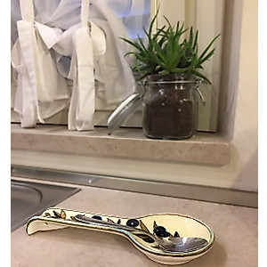 CERAMICHE D'ARTE PARRINI - Italian Ceramic Spoon Rest Holder Decorated Olives Pottery Art Hand Painted Made in ITALY Tuscan
