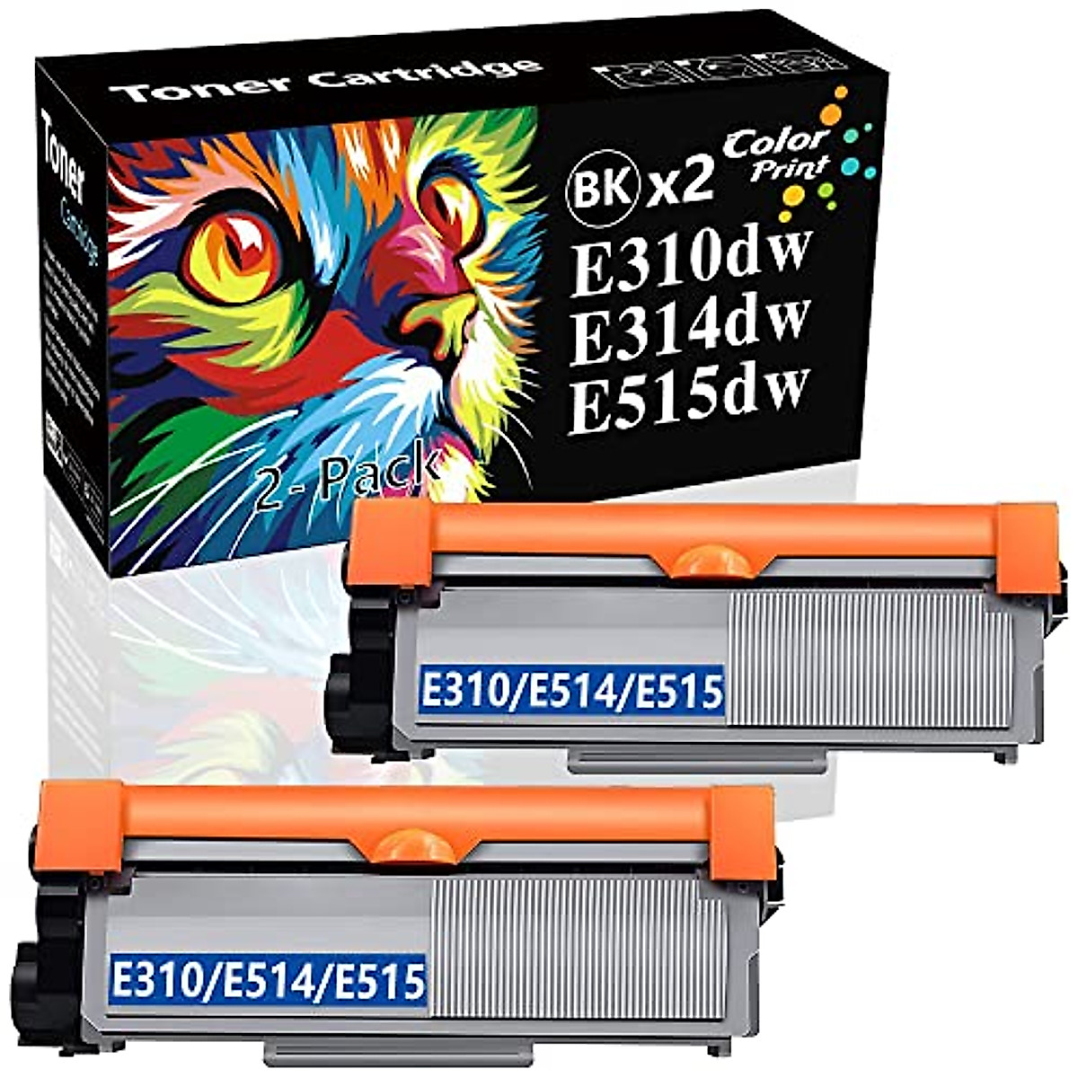 (2-Pack, Black) Compatible ColorPrint E515DW Toner Cartridge Replacement for Dell E310dw E310 ...