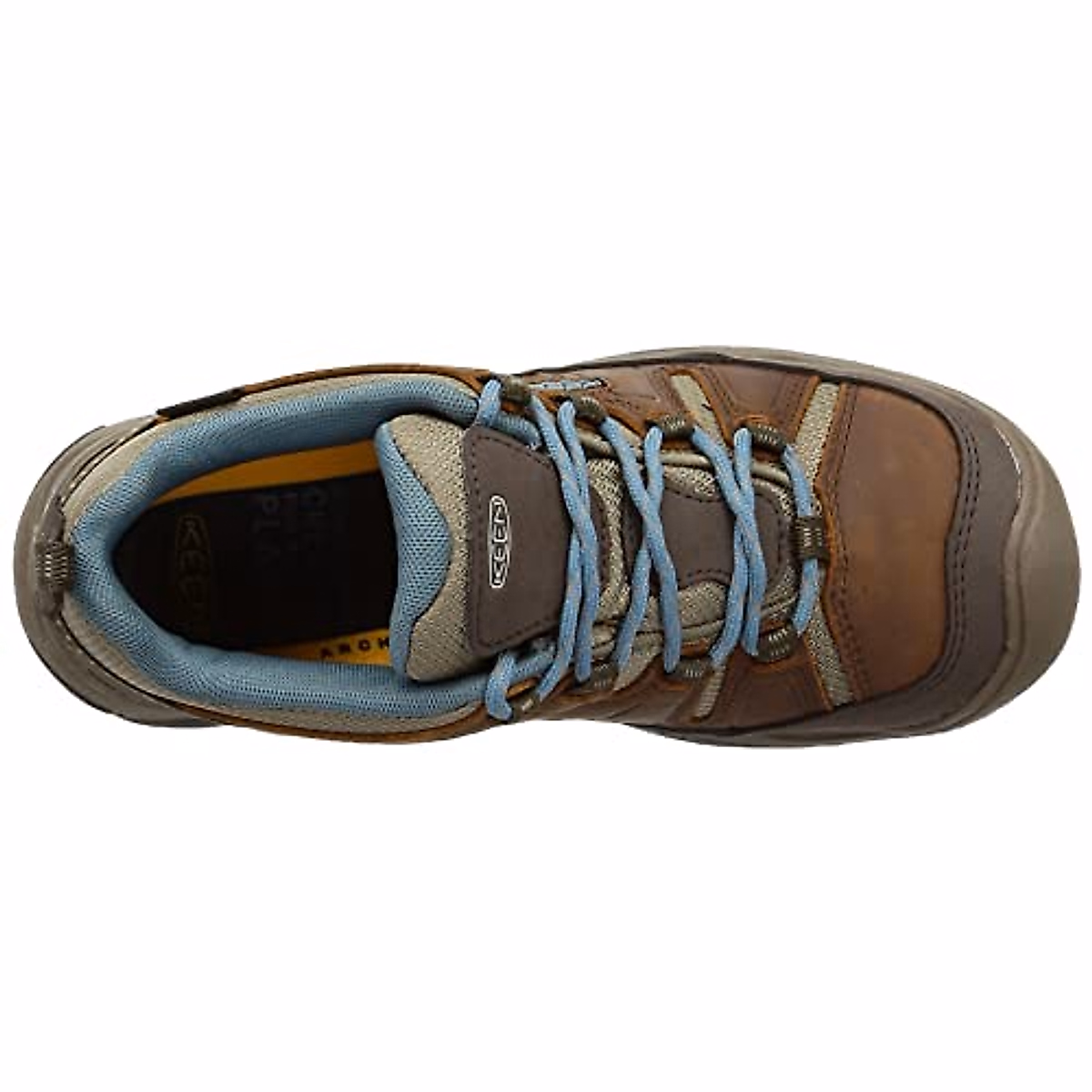 KEEN Women's Circadia Low Height Comfortable Waterproof Hiking Shoes, Syrup/North Atlantic, 7.5 Wide