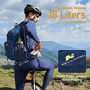 Multipurpose Hydration Backpack with 3L Water Bladder, High Flow Bite Valve, Perfect Water Backpack 18L for Hiking, Cycling