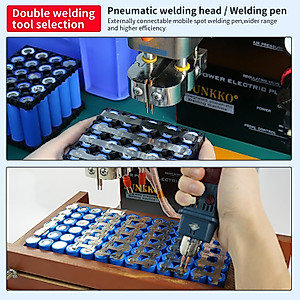 SUNKKO A300+ Pneumatic Battery Spot Welder with Built-in Air Compressor, 6KW 1200A Transformer Pulse Spot Welding Machine for 18650, 14500 Lithium Battery Pack Quick Building