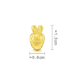 CHOW SANG SANG 999 24K Solid Gold Mini Charm Carrot Rabbit Charm Blessing Bracelet for Women 93571C