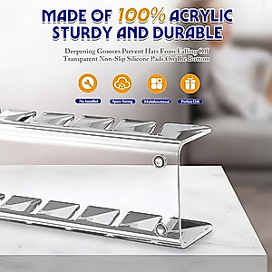 ieesspd 2Pcs Hat Stand for Baseball Caps, No Install, New Hat Htand Deepen The Grooves,Clear Acrylic Hat Holder for 14 Baseball Caps, Hat Racks Display Storage for Bedroom, Closet, Dresser, Entrance