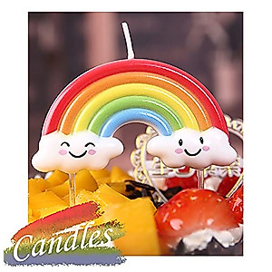 Rainbow Happy Birthday Candle,Colorful Cute Cloud Candles,Creative Fun Long Thin Baby Kids Children Candles,Party Supplies,Cake Decoration