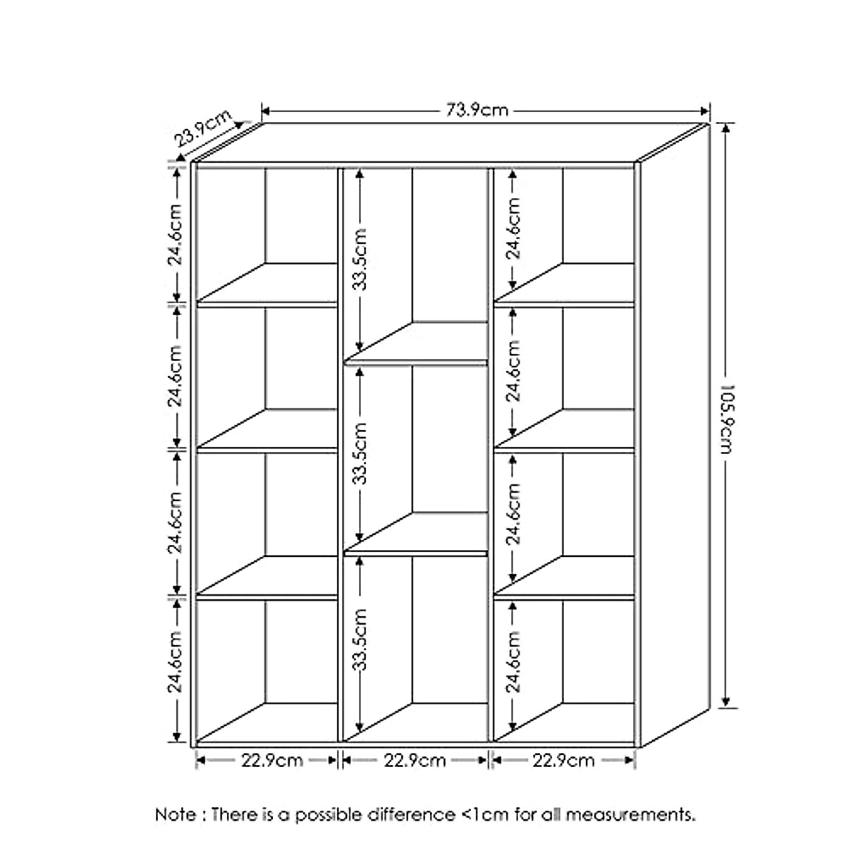 Furinno Luder Bookcase / Book / Storage , 11-Cube, White