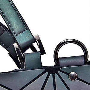 Kbinter Geometric Luminous Purses and Handbags Shard Lattice Eco-Friendly Artificial Leather Rainbow Holographic Purse (Gray)