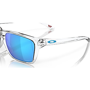 Oakley Men's OO9448 Sylas Rectangular Sunglasses, Polished Clear/Prizm Sapphire, 60 mm