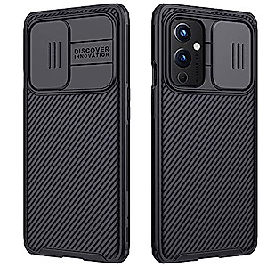 Mangix OnePlus 9 Case with Camera Cover,OnePlus 9 Slim Fit Thin Polycarbonate Protective Shockproof Cover with Slide Camera Cover, Upgraded Case for OnePlus 9 (Black)