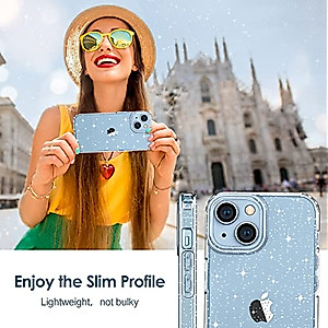 Hython Case for iPhone 14 Plus Case Glitter, Cute Clear Glitter Shockproof Protective Phone Cases for Women Girls, Sparkle Bling Anti-Scratch Soft TPU Cover for iPhone 14 Plus 6.7 inch, Shiny Clear