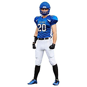 CHAMPRO Boys' Huddle Stretch Polyester Dazzle Youth Football Game Jersey, Forest Green,White, Large