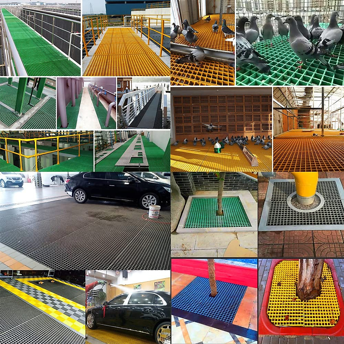 HayWHNKN Fiberglass Grille FRP Grating Mesh Floor Grating 1.9ftx1.9ft Pit Grating 1.5mm Thickness for Car Washing, Outdoor