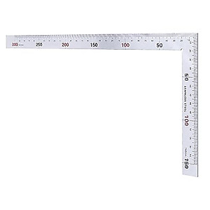 Bettomshin 1Pc L Shaped Ruler, 150x300mm Stainless Steel Straight Edge Ruler, 90 Degree Square Layout Tool, Thicken Right Angle Ruler Measuring Gauge for Carpenter Engineer, Random Font Color