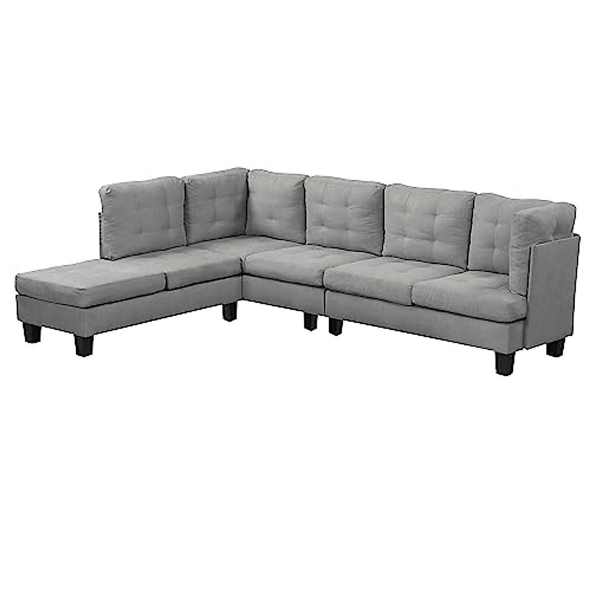 Casa Andrea Milano Modern Reversible Sectional Sofa Couch with Chaise, Large, Dark Grey