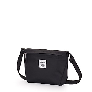 Hellolulu CANA Compact Crossbody Bag, Water Resistant Lightweight For Daily Use Travel Men Women, Roomy for Wallet Purse Phone, Black