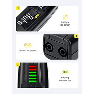 KAIWEETS Voltage Tester/12V-300V, Buzzer Alarm, Live/Null Wire Tester Electrical Tester with LCD Display, Contact Voltage Pen with NCV, Wire Breakpoint Finder (More Accurate No Gloves)