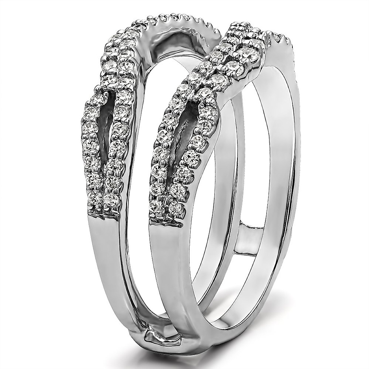 TwoBirch 0.57 Ct. Double Infinity Wedding Ring Guard Enhancer in Sterling Silver (CZ or MOISSANITE) (Cubic Zirconia, 6)