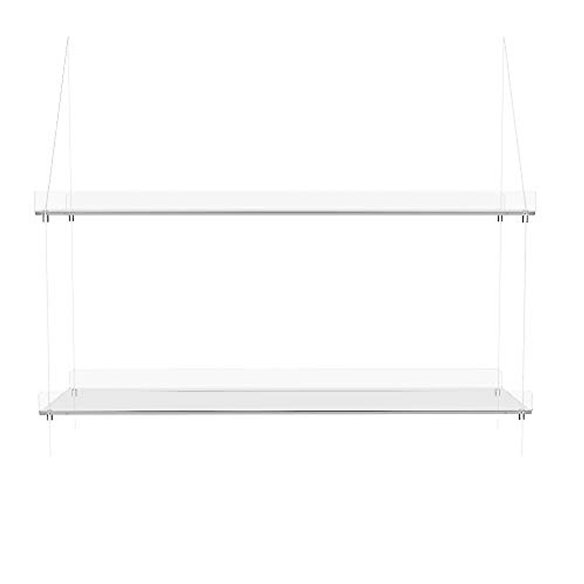 KUNZITE Hanging Shelves Transparent Wall Floating Shelves Organizer Displays Storage Rack Home Decor for Windows or Living Room Bedroom Bathroom Kitchen (2 Shelves, 20"x6"x34")