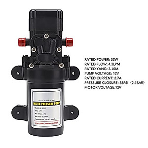 Water Pump, Diaphragm Water Pump Self Priming Lightweight Stable Performance Large Flow for Agriculture(RL 2202)