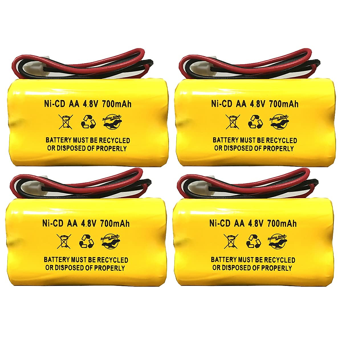Battery Hawk (4 Pack) Ni-CD Unitech AA500MAH BL93NC487 DAA700MAH4.8V BST 4.8v 700mAh D-AA500mAh AA600mAh ELB-B006