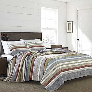 Eddie Bauer - Queen Quilt Set, Cotton Reversible Bedding with Matching Shams, Lightweight Home Decor for All Seasons (Salmon Ladder Multi, Queen)