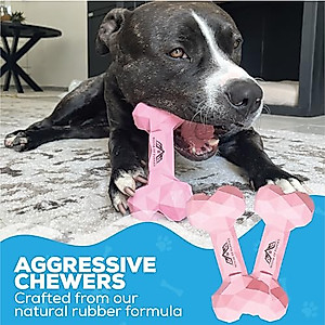 House of Puppies Dog Toys for Aggressive Chewers with Durable Natural Rubber - for Teething and Dental Care (Medium, Pink)