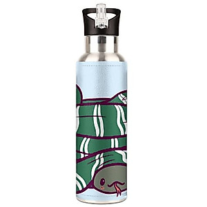 DJYQBFA Funny Snake Animal Scarf Water Bottle Modern BPA Free Water Bottles Vacuum Insulated Stainless Steel Water Bottle with Straw for Gym Travel Hiking, 600ml