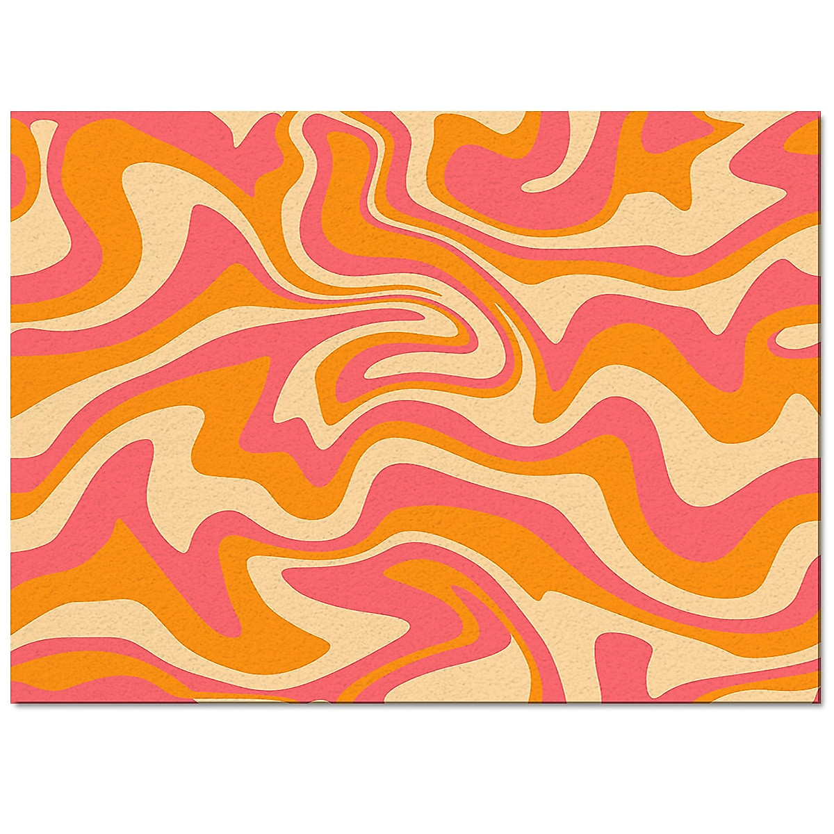 2' x 3' Area Rug, Orange Pink Non-Skid Rubber Backing Large Rectangle Rugs - Living Room Bedroom Home Office Modern Moire Geometric Abstract Art Indoor Floor Mat Carpets