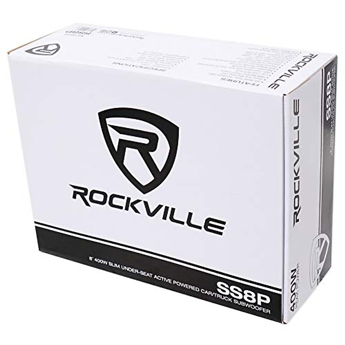 Rockville SS8P 400 Watt Slim Under-Seat Powered Car/Truck Subwoofer Sub+Amp Kit Black