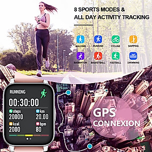 MuGo Smart Watch 1.69'' Fitness Tracker, Smartwatch with Heart Rate/Sleep Monitor, Calorie/Step Counter Activity Tracker, Stopwatch, Blood Oxygen Monitor, Full Touch Fitness Watch for Men Women