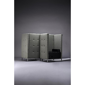 nbf signature series Traffic Modular Seating Lounge Privacy Chair with USB Outlet Ash Grey Fabric Sides/Black Polyurethane Seat