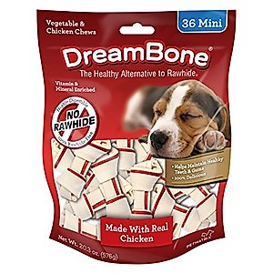 Dreambone Vegetable & Chicken Dog Chews, Rawhide Free, Mini, DBC-02028, 36 Count(Pack of 1)