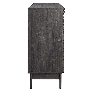 Modway Render Mid-Century Modern Wine Bar Cabinet in Charcoal 17 x 46 x 37