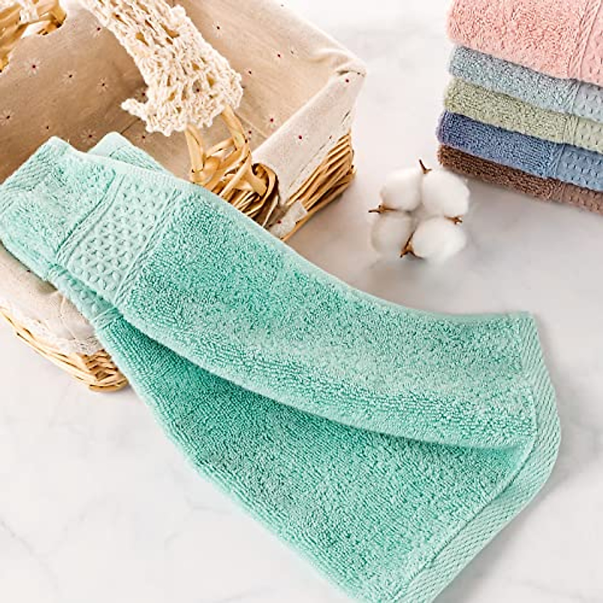 Chiicol Washcloths for Body and Face - Absorbent Bath Towels Bulk Set, 100% Cotton Hotel Towels for Bathroom in Bulk. Durable,Soft Bath Rags, Wash Rag (Multicolor, Pack of 12)
