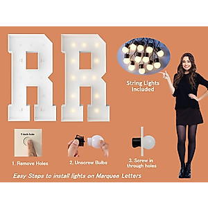 4FT Marquee Light Up Letters, Large Marquee Letters, Mosaic Balloon Frame Letters Big Letters for Engagement Wedding Decorations Birthday Party Backdrop Decor, Balloon Arch Kit Letter R