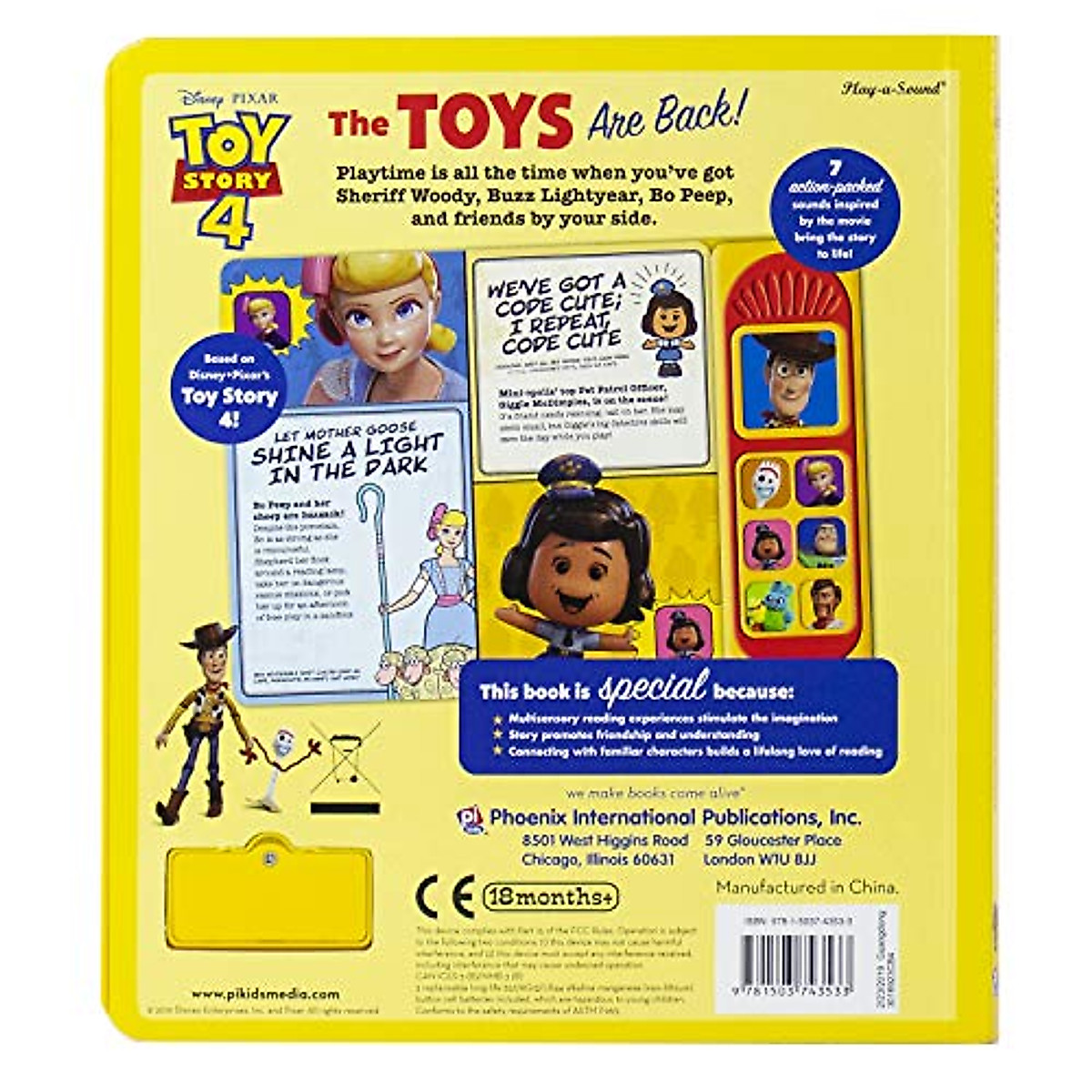 Disney Pixar Toy Story 4 Woody, Buzz Lightyear, Bo Peep, and More! - The Toys are Back! Sound Book - PI Kids (Play-a-sound: Toy Story 4)