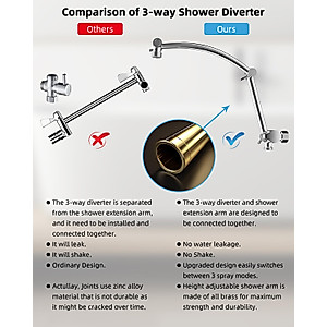 Hibbent All Metal 12'' Rainfall Shower Head, Square Shower Head Combo, High Pressure Handheld Shower Wand, 16'' Adjustable Arc-shaped Shower Extension Arm, 71'' Hose, 2 Showerhead Holders, Chrome