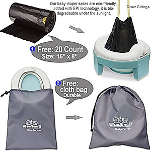 3-in-1 Go Potty for Travel, Portable Folding Compact Toilet Seat,Potty Training Toilet Chairs for Toddler Boys & Girls with storage Bag and Potty Liners by BlueSnail (blue)