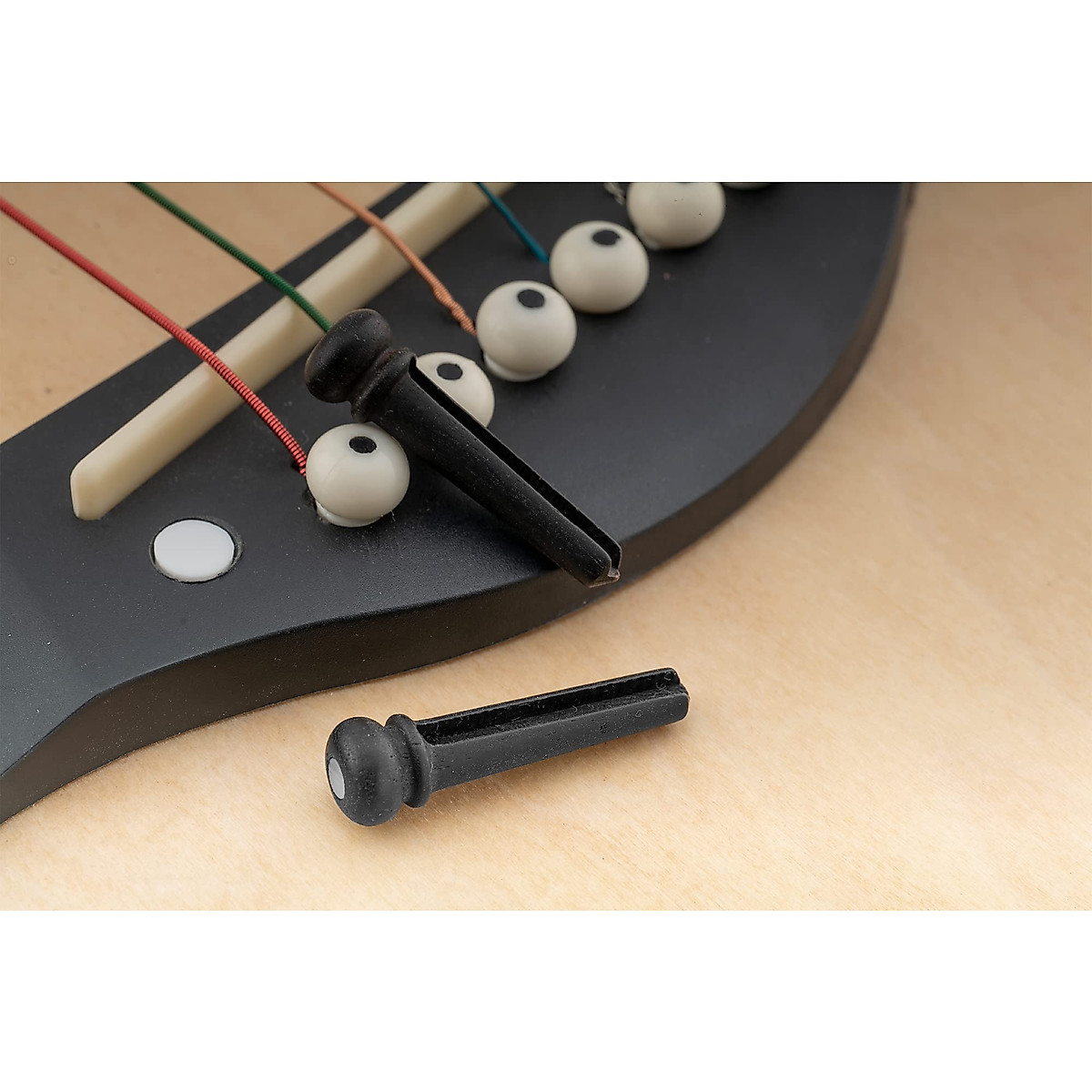 Musiclily SlottedGuitar Ebony Bridge Pins Endpins for Taylor Martin Acoustic Guitar Replacement, Black with White Pearl Shell Dot (Pack of 6)