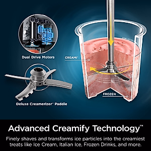 Ninja NC501 CREAMi Deluxe 11-in-1 Ice Cream & Frozen Treat Maker for Ice Cream, Sorbet, Milkshakes, Frozen Drinks & More, 11 Programs, with 2 XL Family Size Pint Containers, Perfect for Kids (Renewed) (Silver)