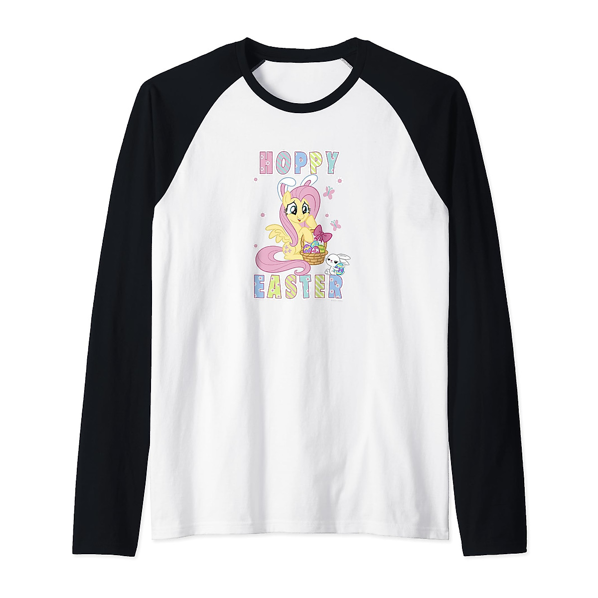 My Little Pony Fluttershy Bunny Ears Hoppy Easter Raglan Baseball Tee