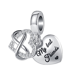 QeenseKc My Best Friend Friendship Charm Heart Infinity Bead for Pandora Bracelet (Aut-173_Fri)