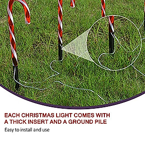 Christmas Candy Cane Lights,Solar Christmas Light， Christmas Candy Cane Pathway Lights， Christmas Decoration， for Home Garden New Year Holiday Lights， 5pcs