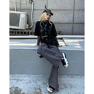 Aelfric Eden Graphic Tees Shirts Oversized Doberman T Shirt Doggy Washed Streetwear Unisex Crewneck Summer Tops Black XL