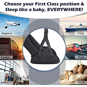 Upgraded Airplane Foot Rest (Premium Memory Foam) - Thickened Super-Size Airplane Foot Hammock to Relax Your Feet - Perfect Airplane Travel Essentials for Long Flight Plane Travel Foot Leg Rest