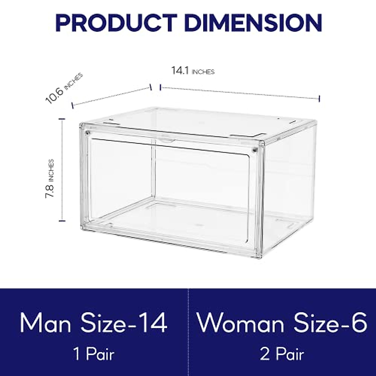 Sneakerview Clear Shoe Boxes With Lid –360° Clear Plastic Stackable Sneaker Storage For Sneakerhead. Professional Grade Acrylic Shoe Display Case .Purse and hat Organizer Storage.Fits US Size 14 2
