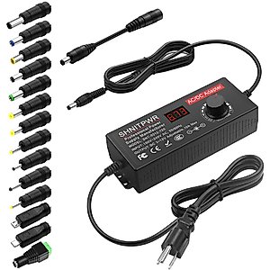 SHNITPWR 4V - 12V Power Supply 10A 120W AC to DC Adapter DC 4V 4.5V 5V 6V 7V 8V 9V 10V 11V 12V Voltage Adjustable Universal Power Converter Transformer 100-240V AC In with 14 Tips & Polarity Converter
